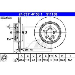 ATE Bremsensatz, Scheibenbremse 1420-42709 hinten rechts links voll 280mm f&uuml;r GENERAL MOTORS MAZDA VAUXHALL SAAB FORD VOLVO OPEL MEAV6J-2M008-CA 17538