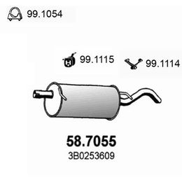 Asso Endschalld&auml;mpfer 58.7055 f&uuml;r VW AUDI 3B0253609AT 3B0253609