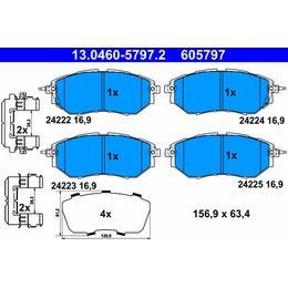 ATE Bremsbelagsatz, Scheibenbremse 13.0460-5797.2 vorne rechts links mit Zubeh&ouml;r f&uuml;r SUBARU 26296AJ010 26296XA010 26296AG050