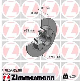 Zimmermann Bremsscheibe 470540500 Hinterachse Voll 260mm 8mm f&uuml;r RENAULT