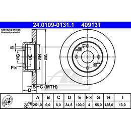ATE Bremsensatz-Vorn und hinten SG00000DUM Bremsensatz, Scheibenbremse vorne rechts links bel&uuml;ftet 255mm f&uuml;r MAZDA NCY5-26-43ZA N026-33-25XC B530-26-2