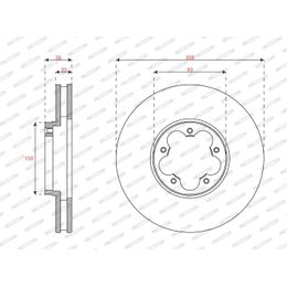 Ferodo Bremsscheibe DDF3057C vorne rechts links bel&uuml;ftet 308mm f&uuml;r FORD 2168836 BK211125EA BK211125FA