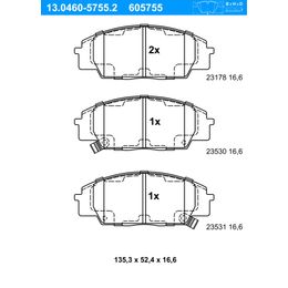 ATE Bremsbelagsatz, Scheibenbremse 13046057552 f&uuml;r HONDA