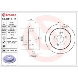 Brembo Bremsscheibe COATED DISC LINE 08.D415.11 hinten rechts links voll 284mm f&uuml;r SSANGYONG 4840134101 4840134102 4840134103