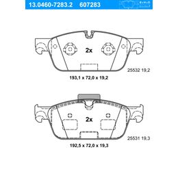 ATE Bremsbelagsatz, Scheibenbremse 13.0460-7283.2 vorne rechts links f&uuml;r MERCEDES-BENZ 0004200405 A0004200405 0064203620