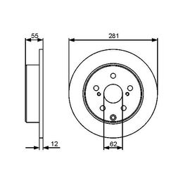 Bosch Bremsensatz, Scheibenbremse ijf1413ur6 Hinterachse voll 281mm 12mm f&uuml;r LEXUS TOYOTA