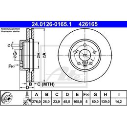 ATE Bremsensatz, Scheibenbremse 1420-42464 vorne rechts links bel&uuml;ftet 276mm f&uuml;r VAUXHALL SAAB OPEL CHEVROLET 13502824 95530018 1605232