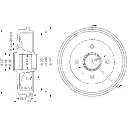 ATE Bremstrommel 24.0220-3014.1 hinten rechts links f&uuml;r PEUGEOT CITRO&Euml;N 424740