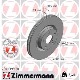 Zimmermann Bremsscheibe 250.1399.20 vorne rechts links innenbel&uuml;ftet 308mm f&uuml;r FORD 2305506 JX61-1125-BEB