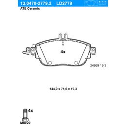 ATE Bremsbelagsatz, Scheibenbremse Ceramic 13.0470-2779.2 vorne rechts links f&uuml;r INFINITI MERCEDES-BENZ 41060-HG00C 41060-HG00D A0004203002