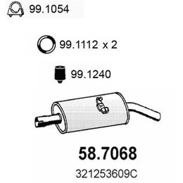 Asso Endschalld&auml;mpfer 58.7068 f&uuml;r VW AUDI 323253609B 321253609D 321253609C