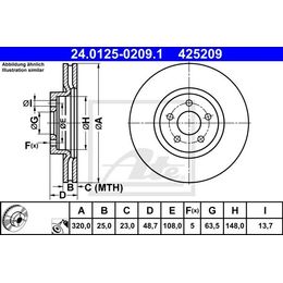 ATE Bremsensatz-Vorn und hinten SG00000DFO Bremsensatz, Scheibenbremse vorne rechts links bel&uuml;ftet 320mm f&uuml;r GENERAL MOTORS MAZDA VAUXHALL SAAB FORD V