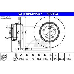 ATE Bremsensatz-Hinterachse PowerDisc / Standard IJZJSGK6H4 Bremsensatz, Scheibenbremse hinten rechts links voll 278mm f&uuml;r MERCEDES-BENZ A0054200720 A