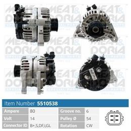 MEAT & DORIA MEAT & DORIA Generator 5510538 14V 80A f&uuml;r TOYOTA 270600D03084 270600D061 270600D160