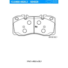ATE Bremsbelagsatz, Scheibenbremse 13.0460-4828.2 vorne rechts links f&uuml;r IVECO 500086041 42555669