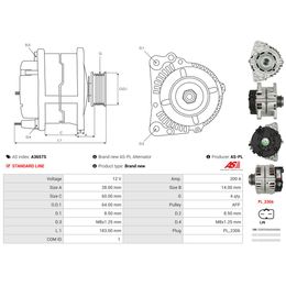 AS-PL Generator A3657S 12V 200A f&uuml;r MERCEDES-BENZ 0009061705 A0009061705