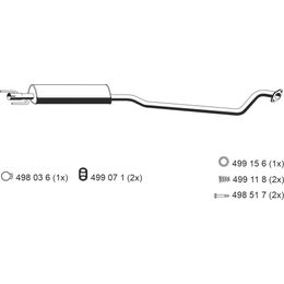 Ernst Mittelschalld&auml;mpfer 052207 f&uuml;r GENERAL MOTORS OPEL 90531286 5852063 24423018
