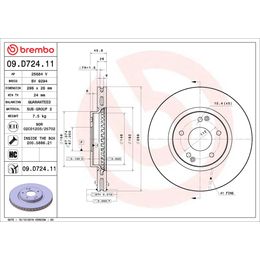 Brembo Bremsscheibe 09.D724.11 vorne rechts links innenbel&uuml;ftet 298mm f&uuml;r SSANGYONG 4144134000 4144134002 4144134001