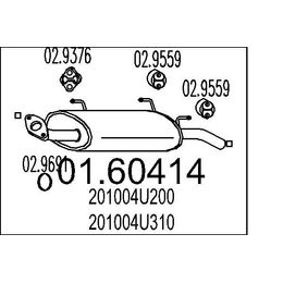 MTS MARKENTECHNIKSERVICEGMBH & CO. KG MTS Endschalld&auml;mpfer 01.60414 f&uuml;r NISSAN 201004U200 201004U310