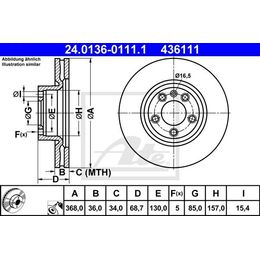 ATE ijzjsgjmb8 Vorderachse bel&uuml;ftet 368mm 36mm f&uuml;r PORSCHE VAG