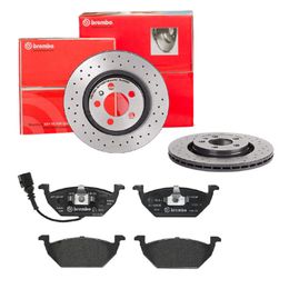 Brembo Bremsensatz-Vorderachse XTRA LINE / STANDARD SK8K0F0V73 Bremsensatz, Scheibenbremse vorne rechts links Gelocht/innenbel. 280mm f&uuml;r SKODA VW ROE