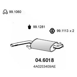 Asso Mittelschalld&auml;mpfer 046018 f&uuml;r Audi VW