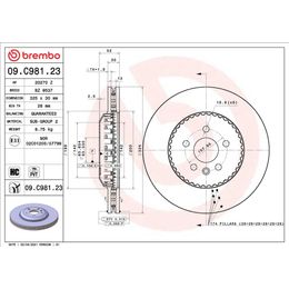 Brembo Bremsscheibe 09.C981.23 vorne rechts links innenbel&uuml;ftet 325mm f&uuml;r LAND ROVER LR115005 LR161907