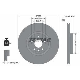 TEXTAR Bremsscheibe 92282105 vorne rechts links bel&uuml;ftet 320mm f&uuml;r FORD AUSTRALIA LINCOLN VOLVO CV611125FA 31381376 1844117