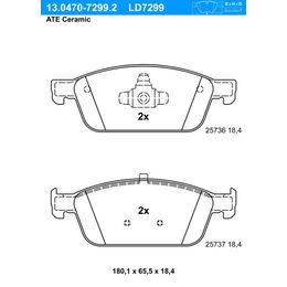 ATE Bremsbelagsatz, Scheibenbremse Ceramic 13.0470-7299.2 vorne rechts links f&uuml;r FORD BV61-2K021-AC 2286735 2390587