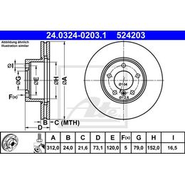ATE ijzjsgin30 Vorderachse bel&uuml;ftet 312mm 24mm f&uuml;r BMW