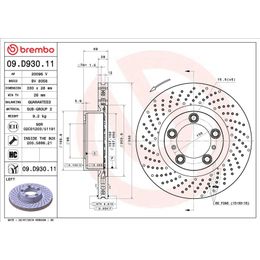Brembo Bremsscheibe COATED DISC LINE 09.D930.11 vorne links Gelocht 330mm f&uuml;r PORSCHE 99735140100 99735140101