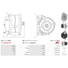 AS-PL Generator A4043 12V 100A f&uuml;r ALFA ROMEO FIAT 60815953 60816557 46782213