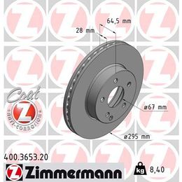 Zimmermann Bremsscheibe COAT Z 400.3653.20 vorne rechts links innenbel&uuml;ftet 295mm f&uuml;r MERCEDES-BENZ (BBDC) A2044212512 A2124211212 2044212512