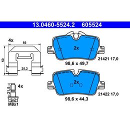 ATE Bremsbelagsatz, Scheibenbremse 13.0460-5524.2 hinten rechts links mit Zubeh&ouml;r f&uuml;r BMW 34208844393 34206888825