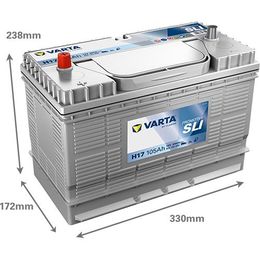 Varta Starterbatterie PROMOTIVE SLI 12 V, 105 Ah, 800 A 605102080K182 12V 105Ah 800A f&uuml;r LAND ROVER FIAT TOYOTA FORD JAGUAR VOLVO FC4T-10655-BA FC4T-1