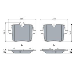 Bosch Bremsbelagsatz, Scheibenbremse 0 986 424 923 hinten rechts links f&uuml;r ROLLS-ROYCE BMW 34208092823 34207883269 34217991043
