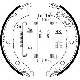 ATE Bremsbackensatz, Feststellbremse 03.0137-4002.2 hinten rechts links mit Zubeh&ouml;r f&uuml;r PEUGEOT FIAT CITRO&Euml;N 77362699 77363478 4241N0