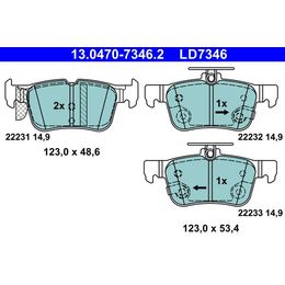 ATE Bremsbelagsatz, Scheibenbremse 13.0470-7346.2 hinten rechts links f&uuml;r FORD KTJX61-2M007-AEC KTJX61-2M007-AEB 2454300