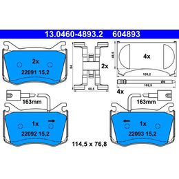 ATE Bremsbelagsatz, Scheibenbremse 13.0460-4893.2 vorne rechts links mit Zubeh&ouml;r f&uuml;r FIAT 77367676