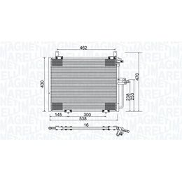 MAGNETI MARELLI Kondensator, Klimaanlage 350203988000 538x430x16 f&uuml;r MERCEDES-BENZ A1248300070 A124830197064 A1248300270