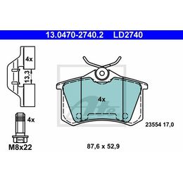 ATE Bremsensatz-Hinterachse Standard Disc / Ceramic IJZJSGLHN2 Bremsensatz, Scheibenbremse hinten rechts links voll 249mm f&uuml;r RENAULT PEUGEOT CITRO&Euml;N