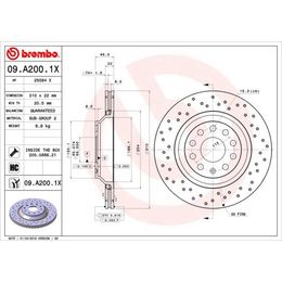 Brembo Bremsensatz-Vorn und Hinten sg00000eg0 Vorderachse Gelocht/innenbel. 288mm 22mm f&uuml;r VW (FAW) Skoda SEAT Audi (SVW) (FAW