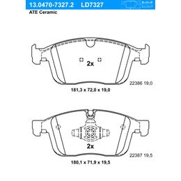 ATE Bremsbelagsatz, Scheibenbremse 13047073272 f&uuml;r Volvo