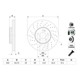 Bosch Bremsscheibe 0 986 479 G40 vorne rechts links bel&uuml;ftet 342mm f&uuml;r MERCEDES-BENZ 0004212212 A0004212212 4212212