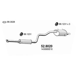 Asso Mittel-/Endschalld&auml;mpfer 52.8020 f&uuml;r SUZUKI 1430065E00 1430066E00 1430065E10
