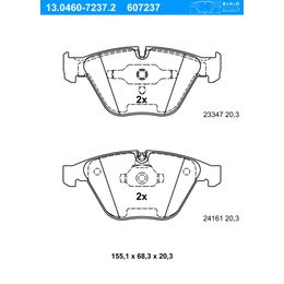 ATE Bremsbelagsatz, Scheibenbremse 13.0460-7237.2 vorne rechts links f&uuml;r BMW 34116776161 34116783542