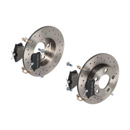Brembo Bremsensatz-Hinterachse XTRA LINE / STANDARD SK8K0F9SE7 Bremsensatz, Scheibenbremse hinten rechts links Gelocht 230mm f&uuml;r SKODA VW SEAT PEUGEOT
