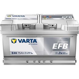 Varta Starterbatterie DYNAMIC EFB 12 V, 75 Ah, 730 A 575500073K262 12V 75Ah 730A f&uuml;r FORD GK2T-10655-EC GK2T-10655-EB CC1T-10655-BA