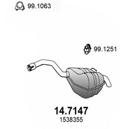 Asso Endschalld&auml;mpfer 14.7147 f&uuml;r FORD VOLVO 1538355 1405572 31261889