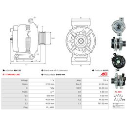 AS-PL Generator A6413S 12V 130A f&uuml;r HONDA 31100-RFW-G01 CSJ15 CSJ14